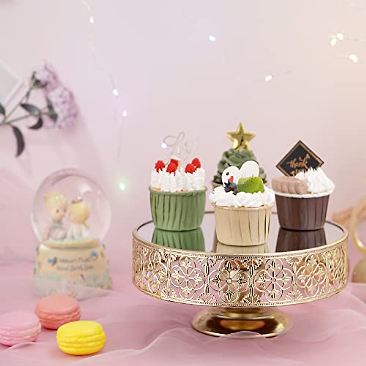 TRSPCWR Cake Stand, Gold Mirror Round Dessert Stand, 10inch Wedding Dessert Display Cake Stands, Metal Cake Plate Decor for Wedding Birthday Party