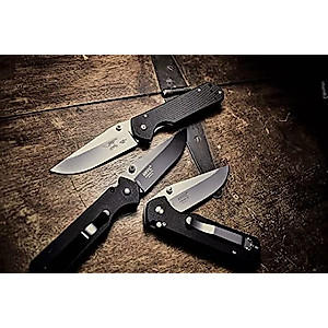 ANVIL BLADESMITHS ® - SILVERTIP - Pocket Knife, G-10 Black Handle, Straight Edge, Satin Blade