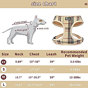 MINA&CO Dog Harness for Small Dogs No Pull - Adjustable Mesh Puppy Harness and Leash Set, Harness Medium Size Dog, Puppy Collar and Leash Set with Bandana & Poop Bag, Dog Vest Harness (Beige, XSmall)
