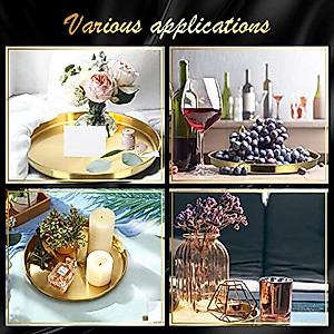 3 Pieces Gold Round Serving Tray Stainless Steel Round Coffee Table Tray Circle Decorative Tray Decorative Vanity Tray Jewelry Makeup Organizer for Bathroom Candle Perfume Countertop Kitchen (12 Inch)