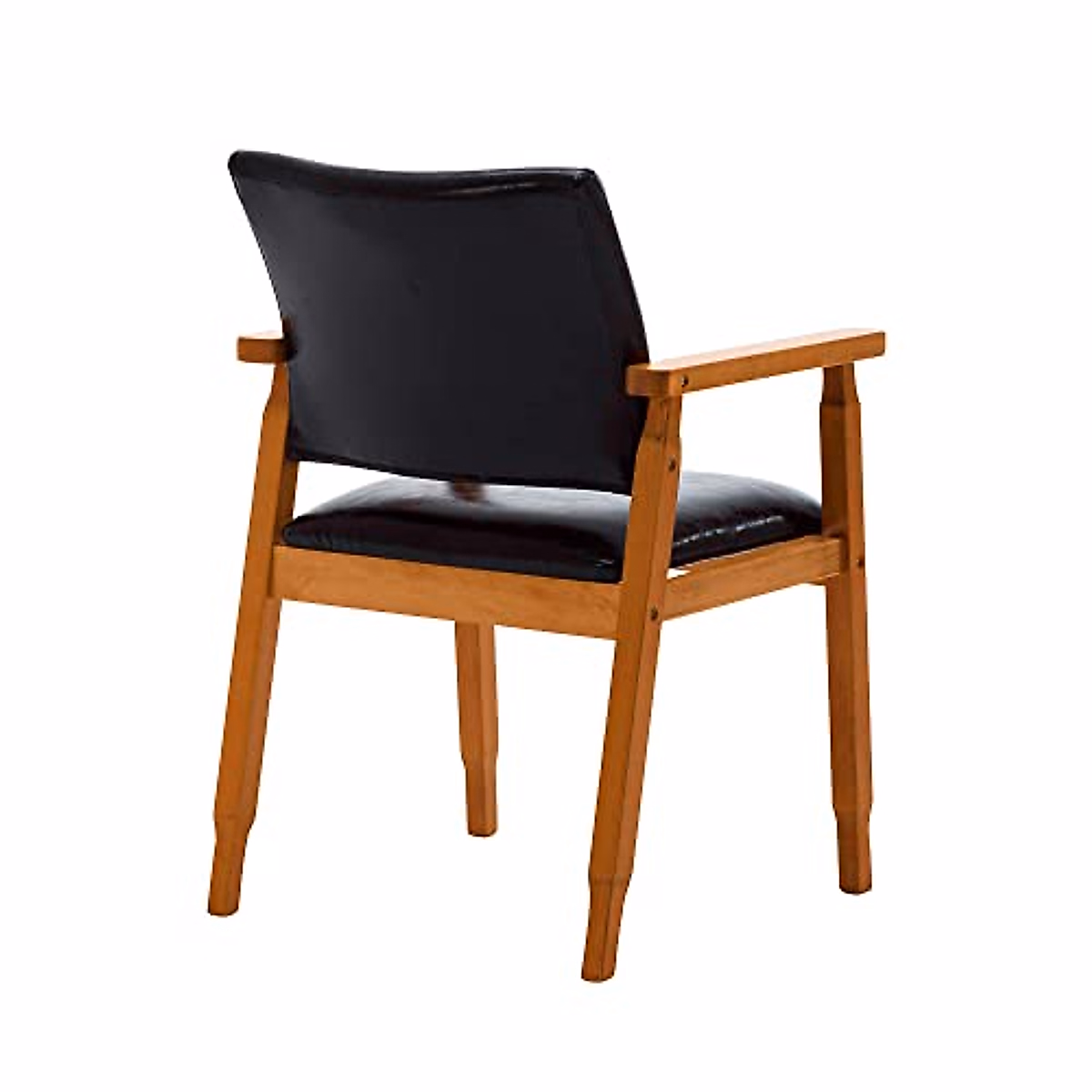 DAGONHIL Modern Walnut Dining Arm Chair Accent Chair Armrests Wooden Chair with Leather Cushion Backrest for Kitchen Dining Room(Pack 1)