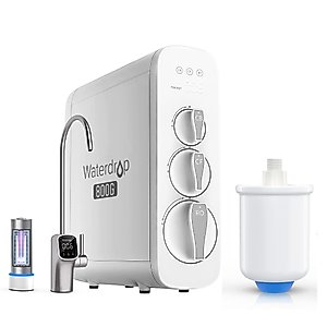Waterdrop G3P800 Reverse Osmosis System with WD-PMT Small Pressure Tank, 800 GPD Fast Flow, NSF/ANSI 58 & 372 Certified, 3:1 Pure to Drain, Bundle