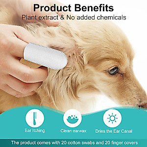 Project wine Advanced Dog Ear Cleaner, Gentle Pet Honesty Flush Ear Rinse, Dog Ear Cleaning Solution Tool-Cat Ear Wash- with 20 Cotton Swabs & 20 Finger Wipes, 4 oz