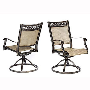 Dali Swivel Rocker Chair, Cast Aluminum All-Weather Comfort Club Arm Patio Dining Chair 2 Pc