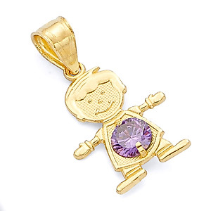 14k REAL Yellow Gold CZ Charm Pendant