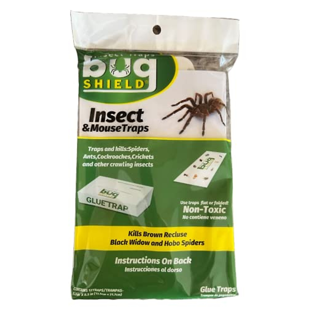 Bug Shield Sticky Glue Traps 12 Glue Boards, All Types of Incets, Spiders, Cockroaches, Ants, Cave Crickets, and More. Professional Strength Glue.