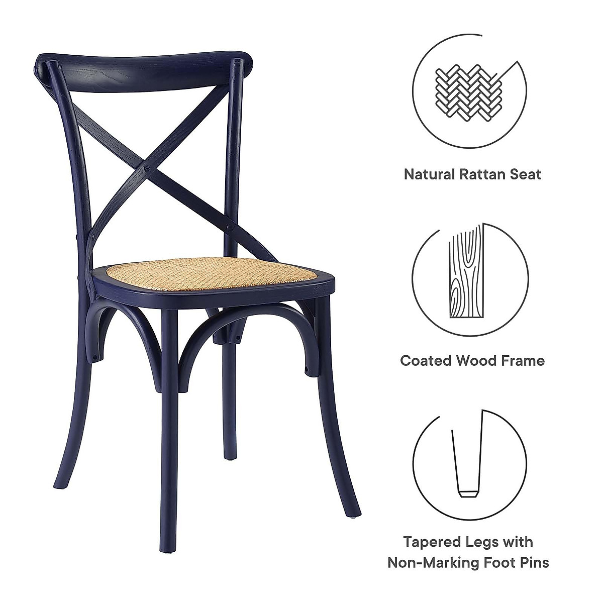 Modway Gear Side, Dining Chair, Midnight Blue