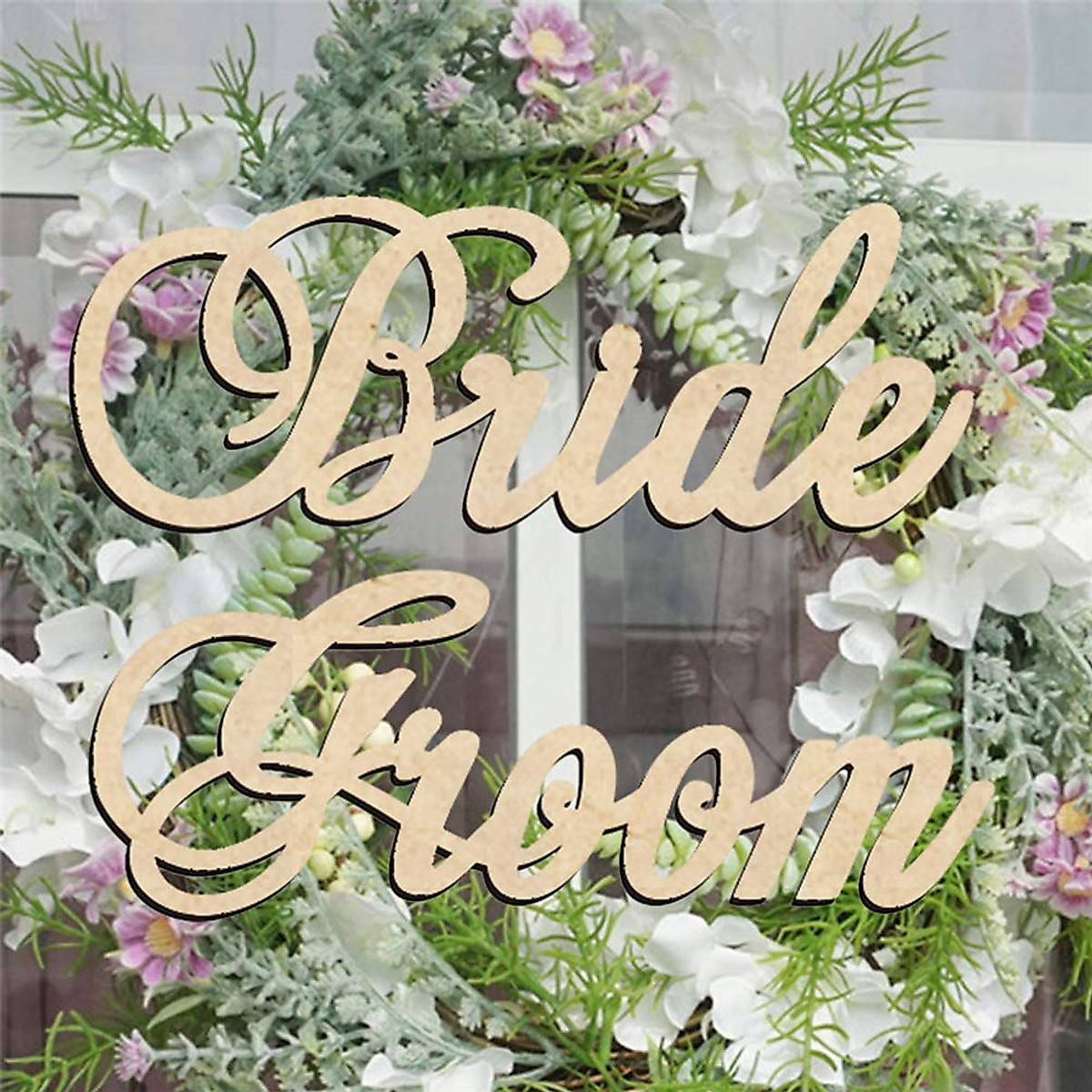 TOYANDONA Bride to be Sign 2pcs Wedding Chair Banner Bride Groom Wood Sign Letter Wall Hanging Decoration Wedding Photo Booth Prop Anniversary Party Decor Supplies Beige Bride and Groom Chair Signs