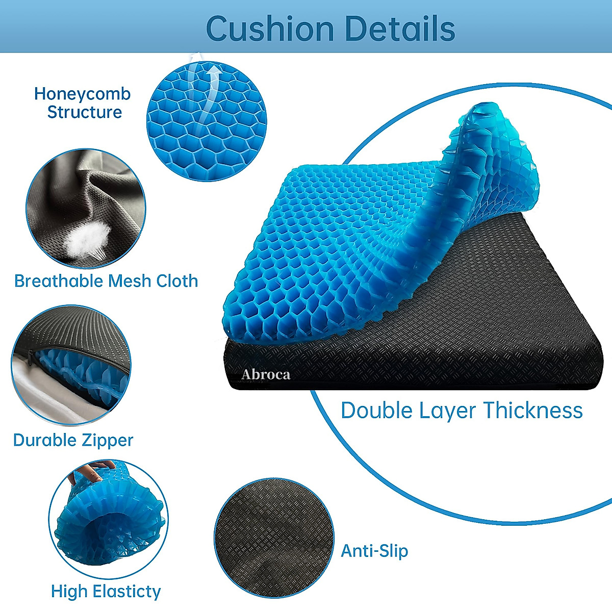 Office Chair Cushions Pads, Seat Cushion for Desk Chair Wheelchair, Gel Seat Cushion for Long Sitting, Car Seat Cushion Cooling Pad, Chair Cushion Pad for Back Sciatica Coccyx Tailbone Pain Relief