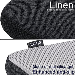 BUYUE Natural Linen 14x14 Magnetic Cushions for Metal Chair Set of 4, Enhanced Anti-Slip Seat Pads for Dining Kitchen Café Stackable Chairs (U-Shape, Black, 4 Counts)