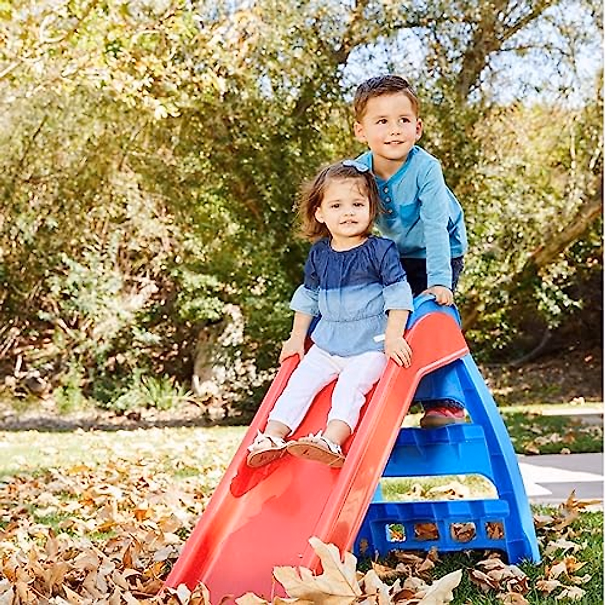 Little Tikes First Slip And Slide, Easy Set Up Playset for Indoor Outdoor Backyard, Easy to Store, Safe Toy for Toddler,Kids (Red/Blue), 39.00''L x 18.00''W x 23.00''H