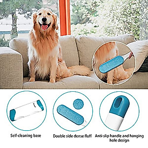 2 Pack Furniture Lint Remover Brushes, Double Sided Self Cleaning Loose Hair Catcher for Pet, Hair Cleaner for Clothes, Sofa, Carpet