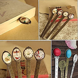 Honbay 8PCS Metal Bookmark Ruler Book Page Marker Retro Ruler Bookmark Pendant Tray Kit for School Office Supplies and Book Gifts Making (4 Styles, 2 Color)