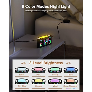 Roxicosly Loud Bed Shaker Alarm Clock for Heavy Sleepers + Vibrating Alarm Clock with RGB Digits & Colorful Night Light