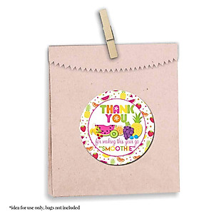 Tutti Fruitti Smoothie Fruit Themed Teacher Appreciation Thank You Sticker Labels, 40 2" Party Circle Stickers by AmandaCreation, Great for Envelope Seals & Gift Bags