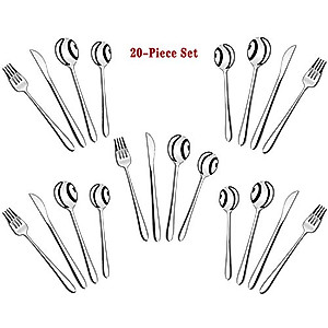 20 Pcs Silverware Set HARBORII Flatware Set Stainless Steel Utensils Set Mirror Polished Cutlery Set Including Forks Knife Spoons Dishwasher Safe