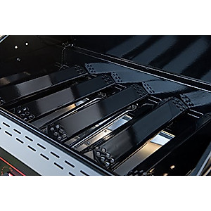 Megamaster 720-0982 5 Burner Propane Barbecue Gas Grill, Side Shelves with Hooks, for Outdoor Cooking, Patio, Garden Barbecue Grill, 50000 BTUs, Open Chart, Black