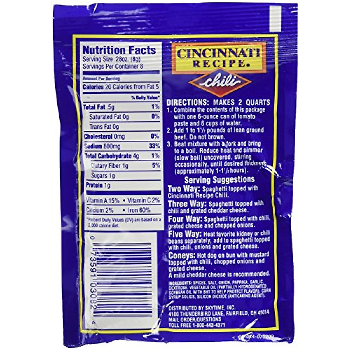 6 Pack Cincinnati Chili Mix Packets