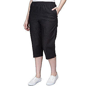 Alfred Dunner womens All Around Elastic Waist Denim Petite Capris - Elastic Waist Jeans Pants, Black, 16 Petite US