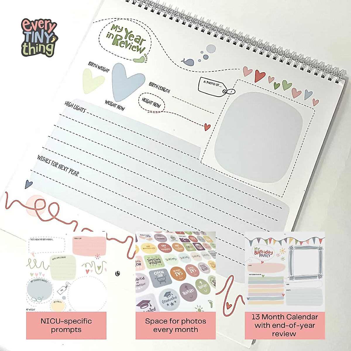 My First Year - A NICU Baby Calendar with NICU Milestone Stickers to celebrate 365 days of precious memories starting in the Neonatal Intensive Care Unit (12x12)