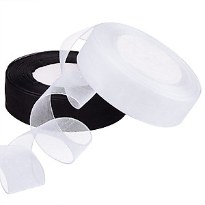 Hapeper 2 Rolls 1 Inch Sheer Organza Chiffon Ribbons for Gift Wrapping DIY Crafts Party Decoration, 50 Yards/ Roll (Light Purple, Light Blue)