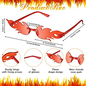 EBOOT 8 Pairs Fire Flame Glasses Rimless Fire Flame Sunglasses for Women Men Summer Beach Wedding Accessory (Red)