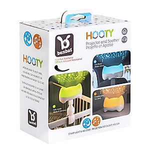BENBAT Hooty Baby Soother and Projector - Sound and Sleep Projector with Glowing Night Light and Starlight Projection Image for Nursery or Car - for Use at Home or On-The-Go