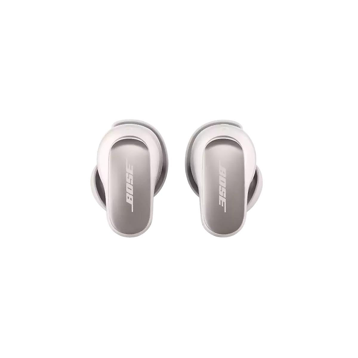 Bose QuietComfort Ultra True Wireless Bluetooth Adjustable Noise Cancelling Earbuds, Spatial Audio, Up to 6 Hours of Play Time, White Smoke Bundle with Fit Kit