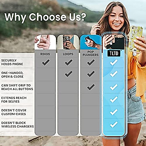 TLTD Premium Phone Grip Holder with 360°Rotation Pop Out Silicone Cushion Finger Grip for iPhone Samsung Smartphones with Secure Stick to phone & case Comfortable than Ring & Collapsible Strap (Black)