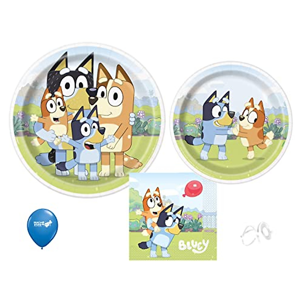Bluey Birthday Party Supplies | Bluey Decorations | Bluey Plates | Bluey Napkins | Bluey Tableware - Serves 8