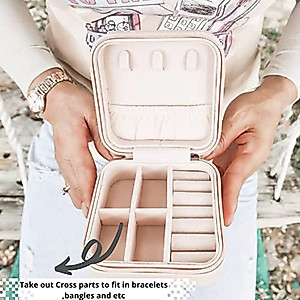 Personalized Name Jewelry Boxes for Girls & Women, Custom Travel Jewelry Case with Lid, Portable Small Jewelry Organizer Box Bridesmaid Proposal Gifts (White)