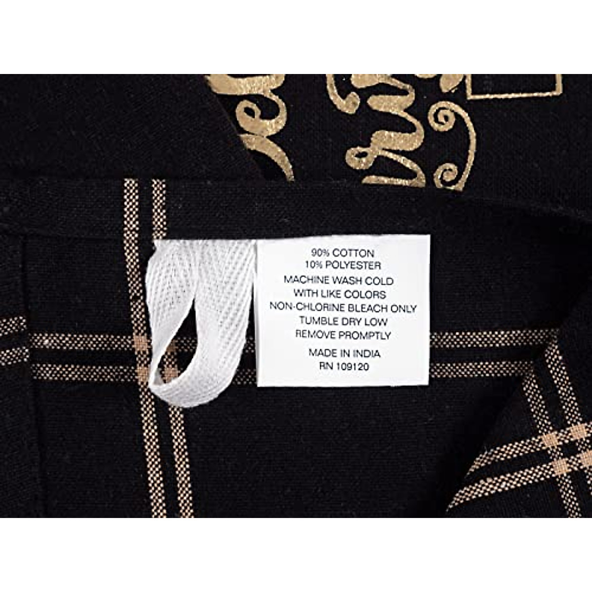 KAF Home Pantry Holiday Black Gold Christmas Tree Words Kitchen Dish Towel Set of 4, Cotton Rich, 18 x 28-inch