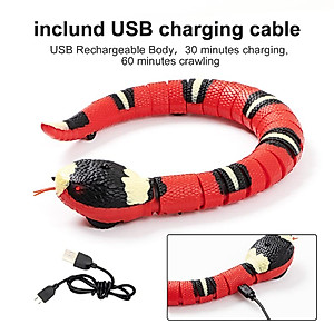 AMCHSURI Electric Snake Toy, Smart Sensing Snake Cat Toy with USB Rechargeable Snake Toy for Cats Snake Toy That Moves Snake Toy for Cat 40cm