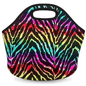 Insulated Neoprene Lunch Bag for Women Men Kids Rainbow Zebra Print Colorful Lunch Box Reusable Small Lunch Tote Bag Cooler Bag for School Work Picnic