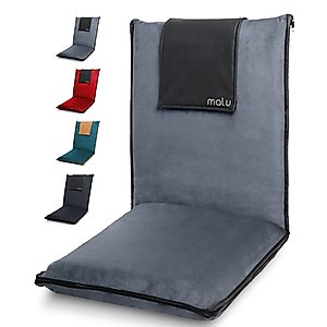 malu Extra Large Padded Floor Chair w/Back Support - Japanese Chair Meditation Cushion, Comfortable Folding Backrest, Removable Easy Wash Cover