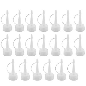 JCBIZ 20pcs Precision Tip Applicator Caps Replacement Transparent Plastic 24 Threads Dispensing Caps for Squeeze Bottles Glue Bottles, Painting, Crafts Repair