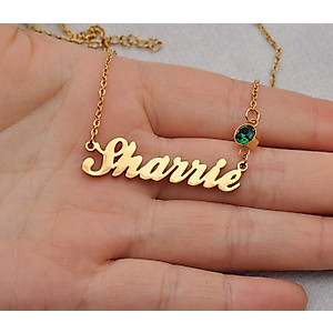 HUAN XUN Custom Mom Name Necklace Cobi with Birthstone Best Jewelry Gifts