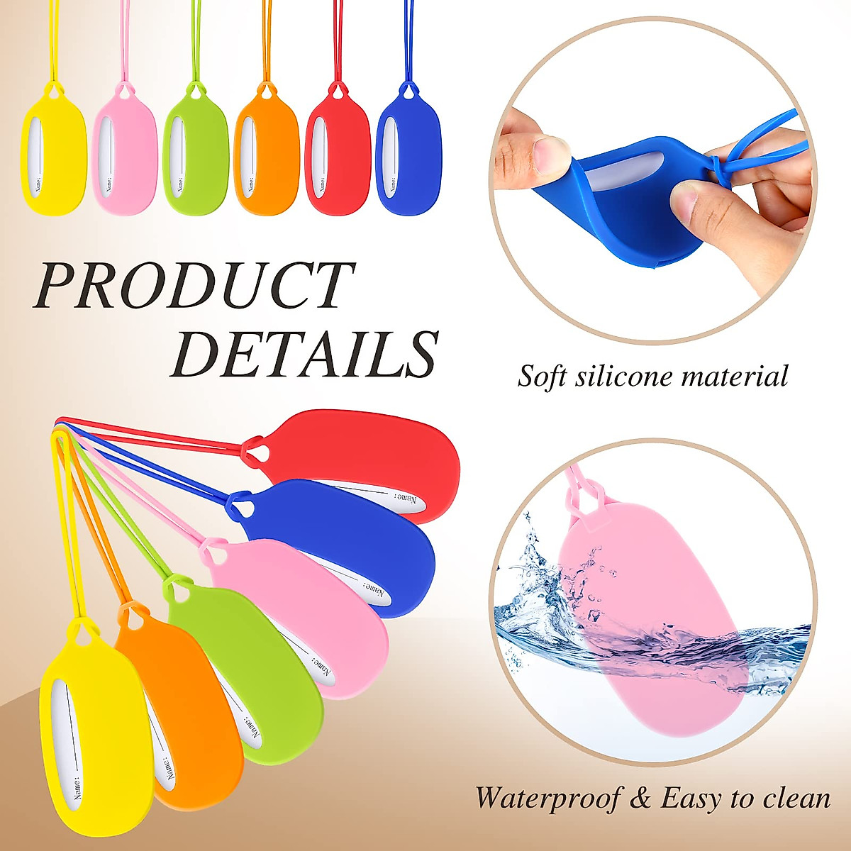 Sanwuta 24 Pieces Kids Luggage Tags Silicone Bag Tags for Backpacks Kids Backpack Tags with Name/ID/Address Card Suitcase Tags Identifiers Name Tags for Luggage