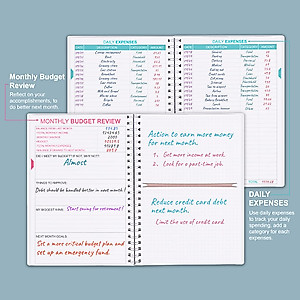 Budget Planner & Monthly Bill Organizer with Pockets. Expense Tracker Notebook, Budgeting Journal and Financial Planner Budget Book to Control Your Money, PP Cover, A5 – Blue Watercolor
