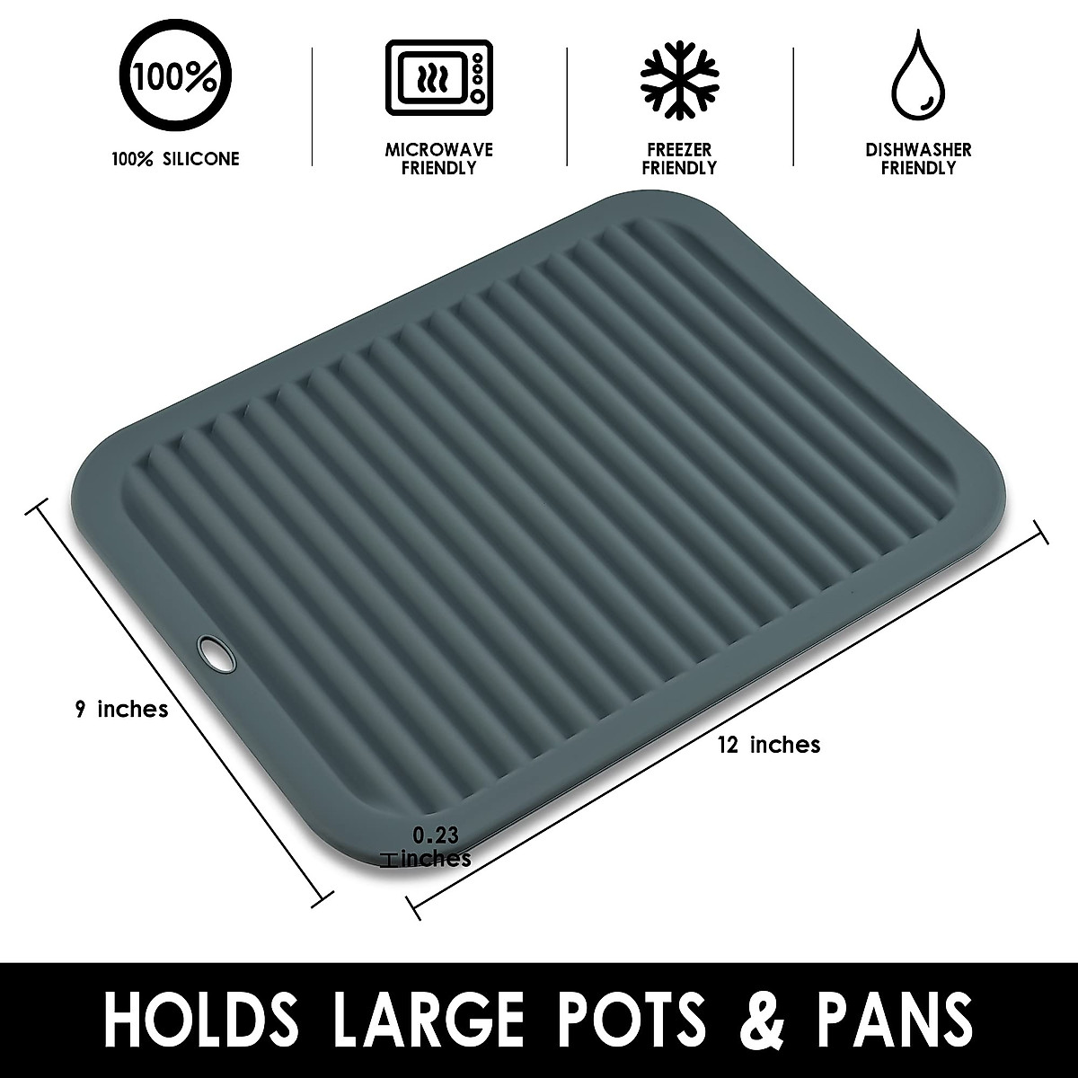 Smithcraft Trivets for Hot Dishes Pots & Pans, Silicone Hot Pads for Kitchen, 12x9 Silicone Mats for Counter, Waterproof Trivet Mat, Counter Top Pot Holders, Table Heat Resistant Mat Set 2 Blue