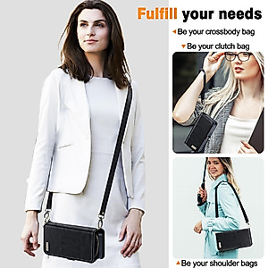 SiHPuoy Leather for Apple iPhone 15 Plus Wallet Case with Card Holder Kickstand, Phone Accessories for Woman Men Women, 2 Pack Screen Protector 2 Pack Camera Lens Cover, Black