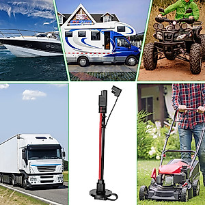 Bateria Power SAE Connector Power Socket Sidewall Port, 10AWG Cable Weatherproof Cable Quick Connect Panel Mount Universal Flush Mount Adapter for Solar Generator Battery Charger (2 Pack)