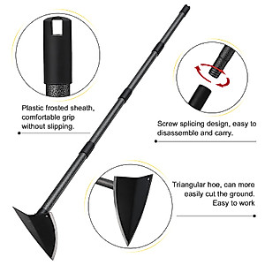 SANDEGOO Hoe Garden Tool,60 Inch Garden Hoe Triangle Gardening Hoe with Sharp Blade for Digging,Weeding,Cutting and Loosing Soil,Adjustable Length Metal Handle(5 FT)