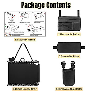 Heavy Duty Folding Chaise Lounge Chairs for Outside Beach Patio Pool Lawn Sunbathing Sun Tanning Lightweight Adjustable 5-Position Lay Flat Portable Trifold Outdoor Lounge Chair for Camping Deck