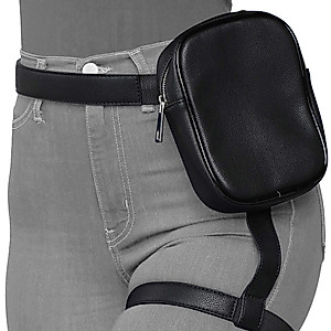 Pander Leg Bag for Women - Nova Fashion Black Leather Fanny Pack for Women (Black)