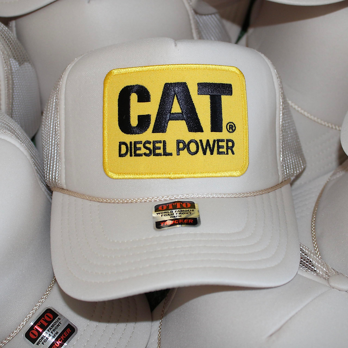 CAT Diesel Power Patch Trucker Hat - Premium Snapback for Men and Women - Racing Beer Cowboy Vintage Camo (US, Alpha, One Size, Black)