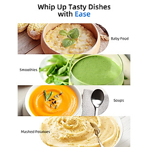 Immersion Blender, Heavy Duty Copper Motor, Stainless Steel Smart Stick with Egg Beaters, Potato Masher, Chopper/Food Processor