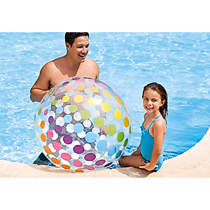 Intex Jumbo Inflatable Glossy Big Polka-Dot Colorful Giant Beach Ball (16 Pack)