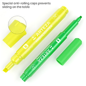 ARTEZA Highlighters Assorted Colors, Set of 60, Wide & Narrow Chisel Tip Pens