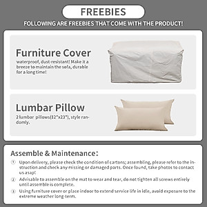 Rattaner Outdoor Furniture Loveseat Sofa Balcony Furniture Outdoor Loveseat 2 Seater Couch Small Sofa with Anti-Slip Outdoor Cushion Lumbar Pillow and Furniture Cover, Navy Blue